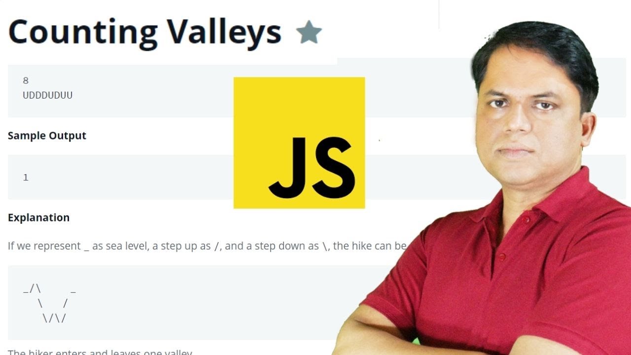 HackerRank counting valleys problem JavaScript solution by Subrat Dash