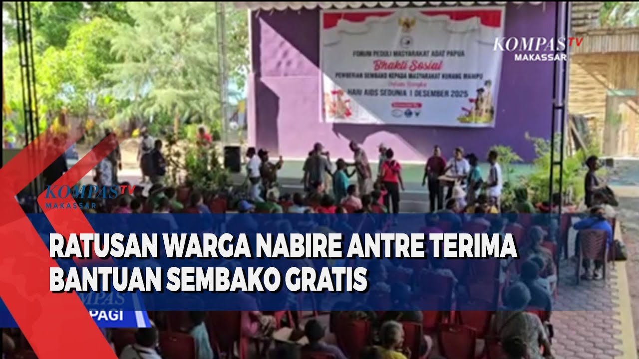 Ratusan Warga Nabire Antre Terima Bantuan Sembako Gratis