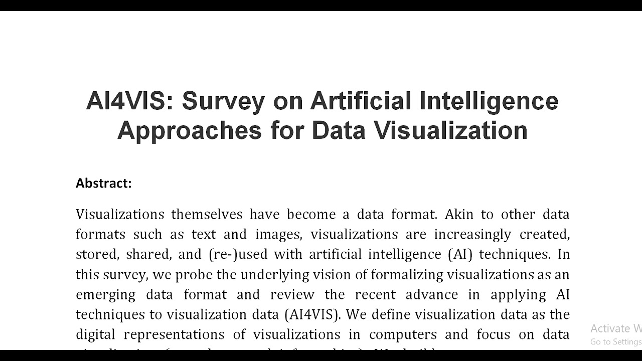 AI4VIS Survey on Artificial Intelligence Approaches for Data Visualization