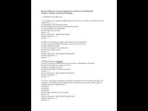 Test Bank For Biology of Humans: Concepts, Applications, and Issues, 6th Edition BY Goodenough
