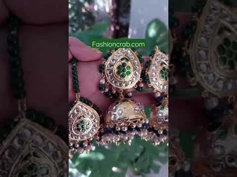 Green pearl jewellery | Green Choker Set | Punjabi Jewellery Set #shorts #punjabi #fashioncrab #usa