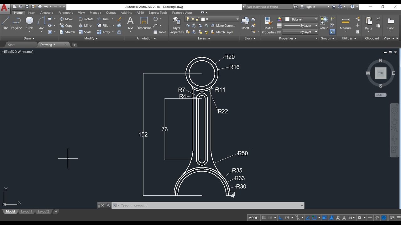AutoCAD Tutorial - How to draw connecting rod
