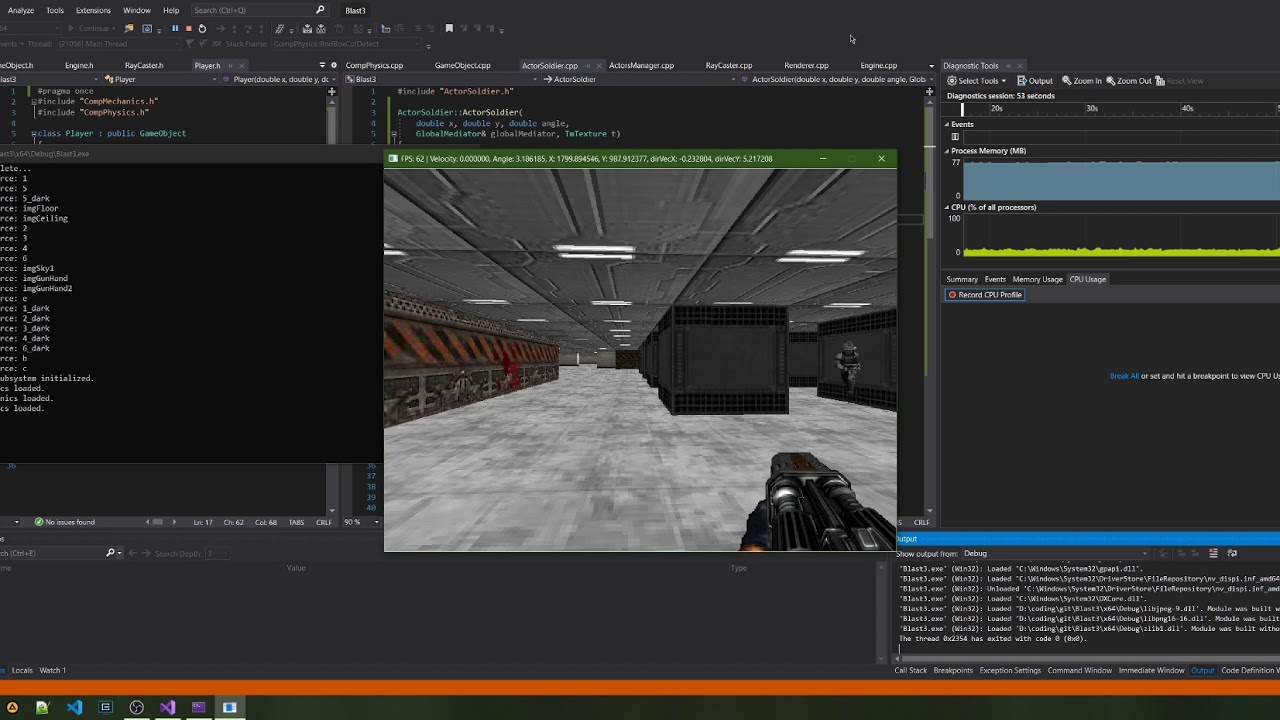 Blast C++ old school 3D game engine from scratch tech demo: basic enemy AI
