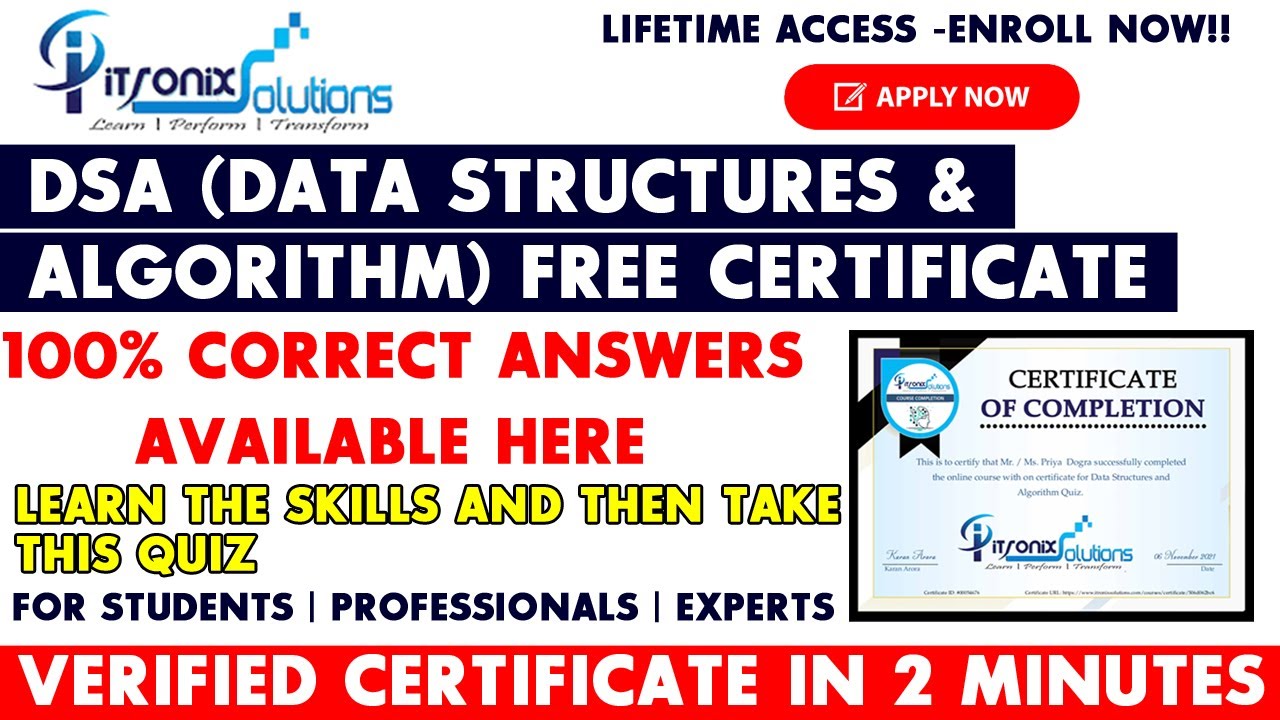 DSA Free Course With Certificate | Data Structure & Algorithm Course with Certificate in 2minutes