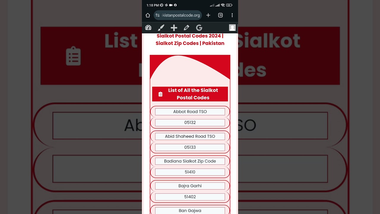 How to find the Sialkot Postal Codes?