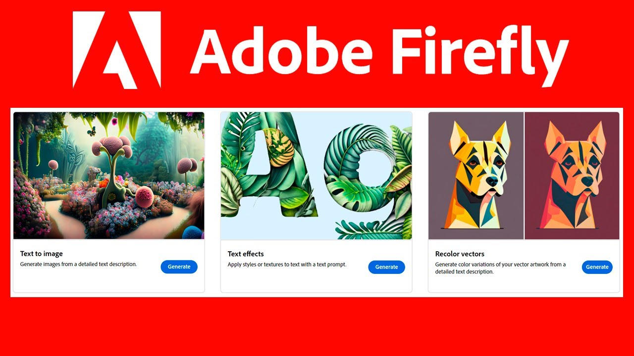 Adobe Firefly AI Text to Image, Text Effects and Recolor Vectors Demonstration