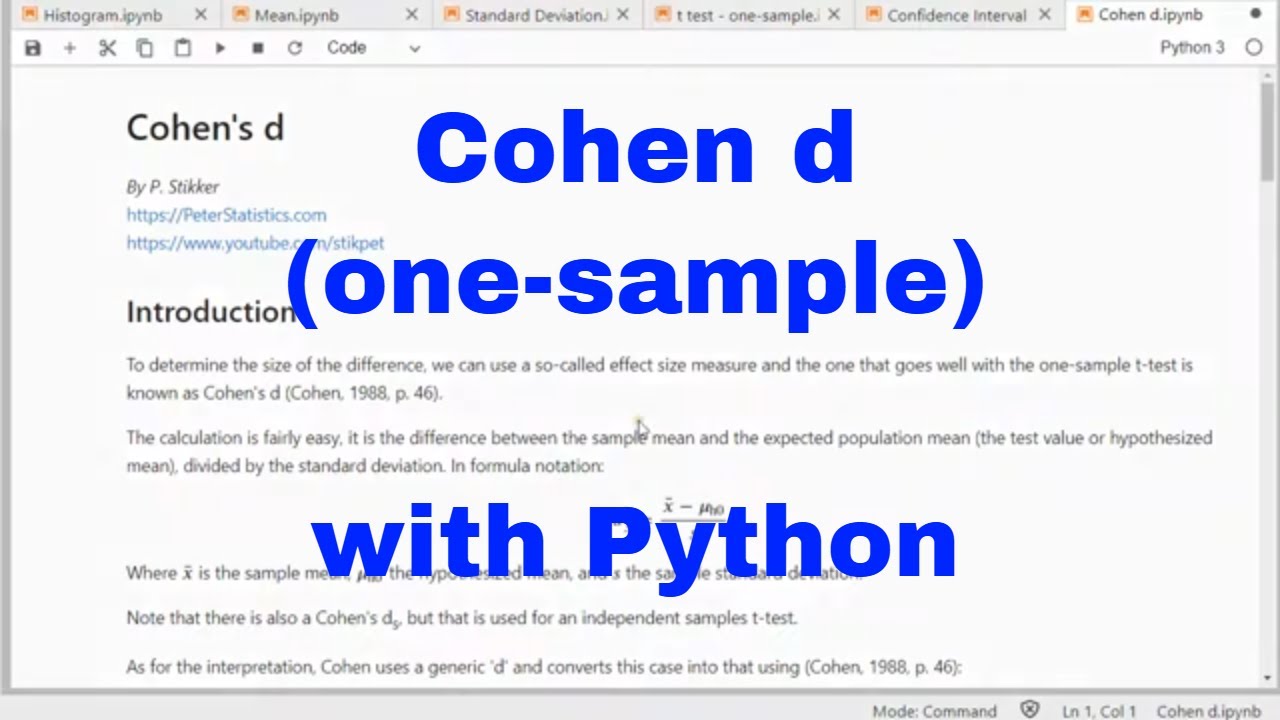 Python - Cohen d (one-sample)