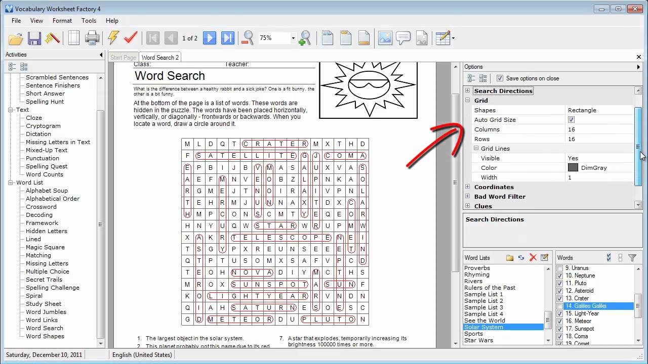 Vocabulary Worksheet Factory 4: Create a Word Search
