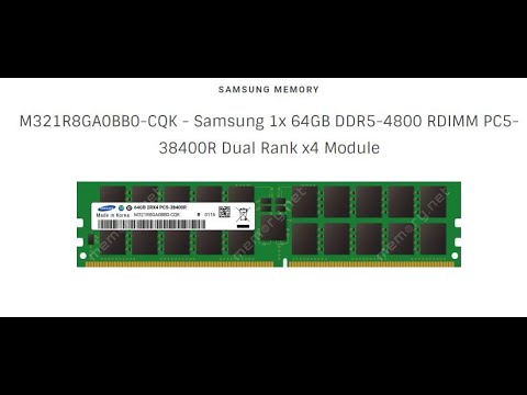 M321R8GA0BB0-CQKMG Samsung 64GB PC5-38400 DDR5-4800MHz Registered ECC CL40 288-Pin DIMM 1.1V Memory