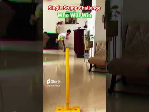 Single Stump Challenge!!Who will Win?? #cricket #shorts