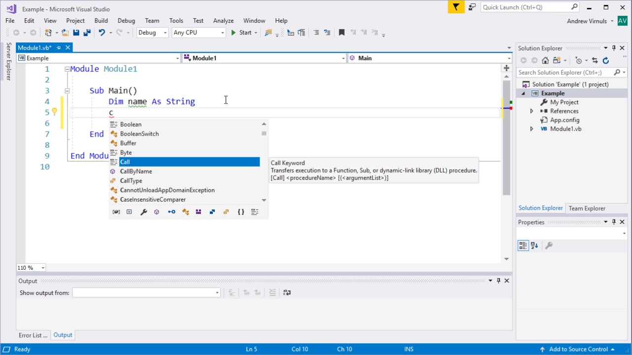 Visual Basic - Creating a New Console Application Project