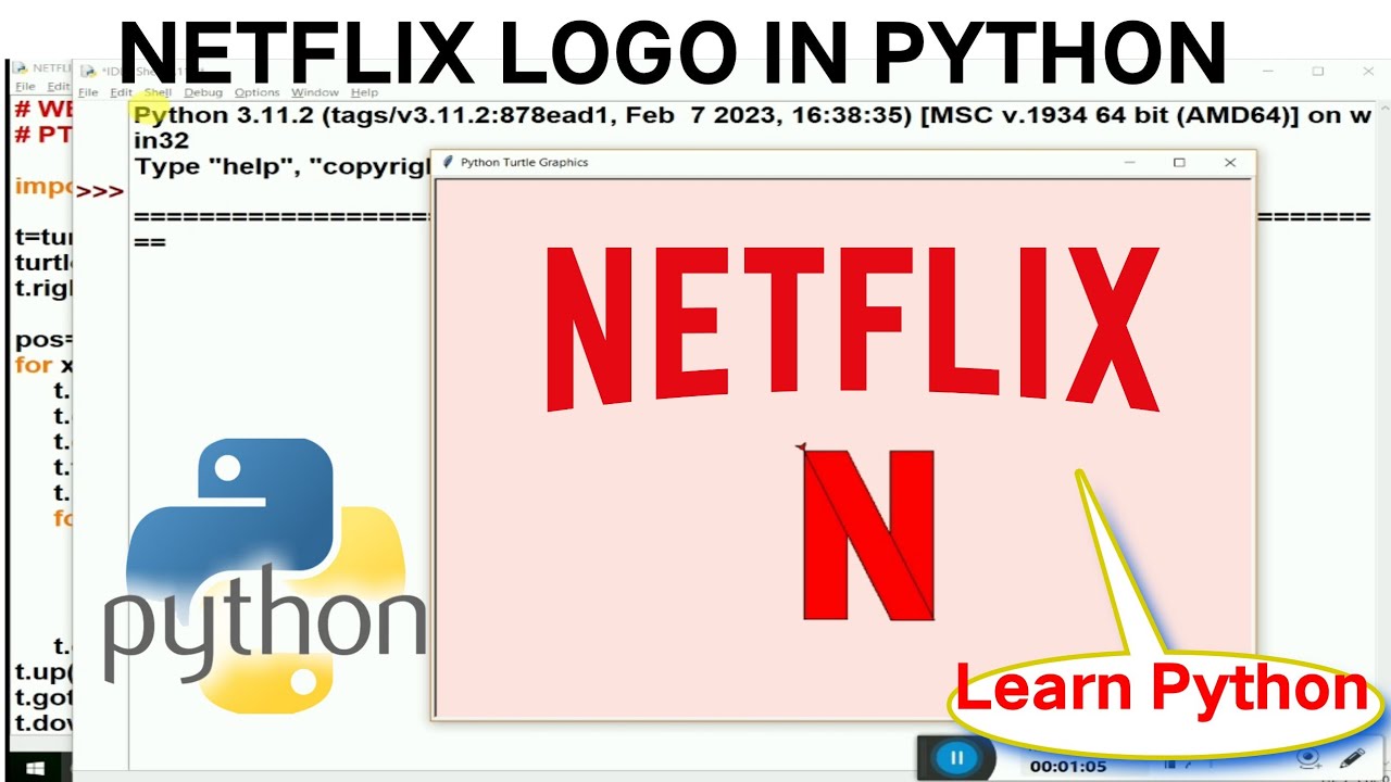 NETFLIX LOGO IN PYTHON LANGUAGE | Python graphics Programming | Netflix in Python Programming
