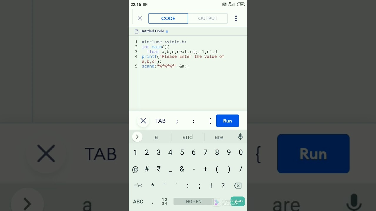 C program to find roots of quadratic equation