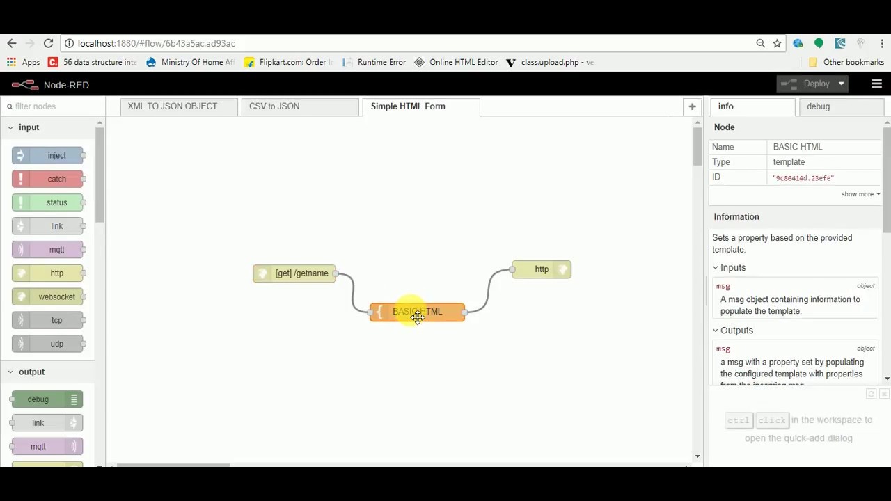 NODE RED TUTORIAL || SIMPLE HTML FORM USING NODE RED