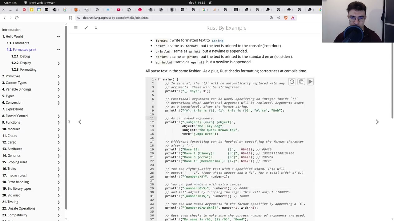 Learning Rust - Format Specifiers