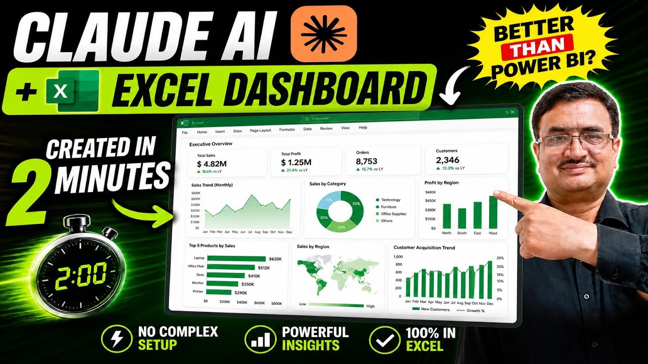 Claude AI + Excel Dashboard 🤯 Created in 2 Minutes (Better Than Power BI?)