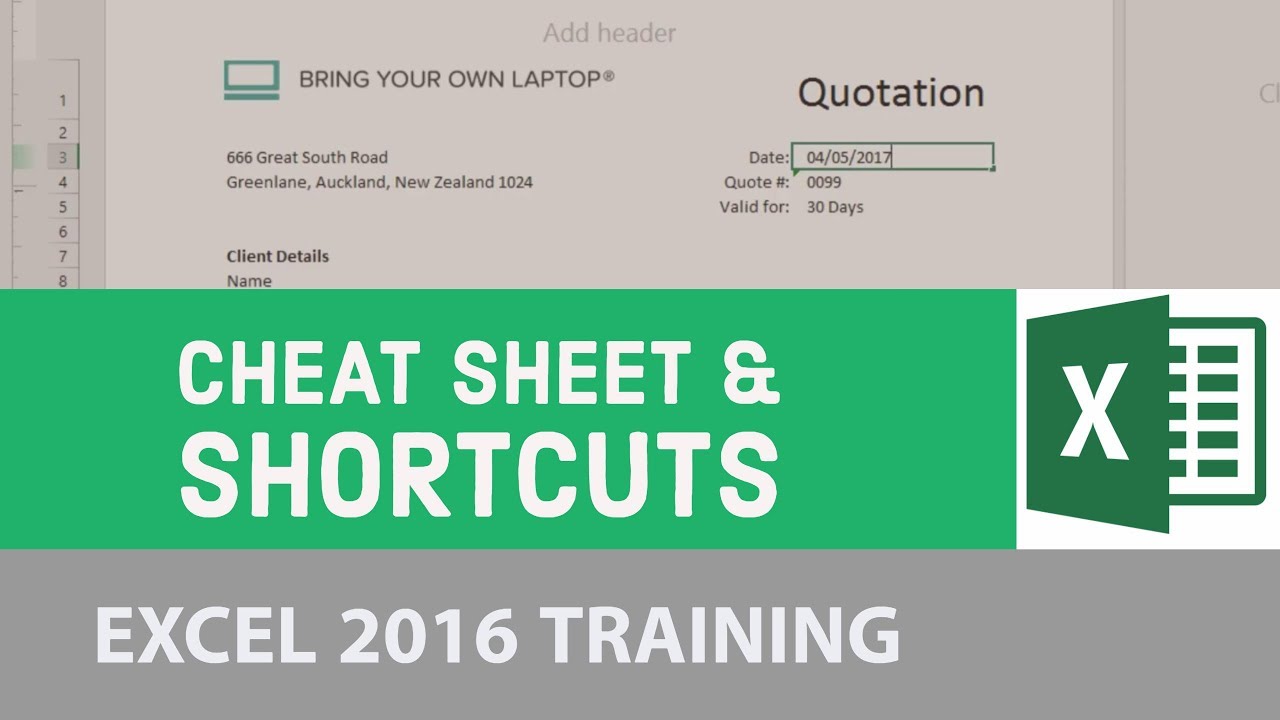 Cheat Sheet & Shortcuts - Excel 2016  [24/24]