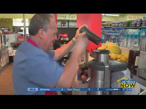 Trying out the fresh drinks at the La Bonita juice bar