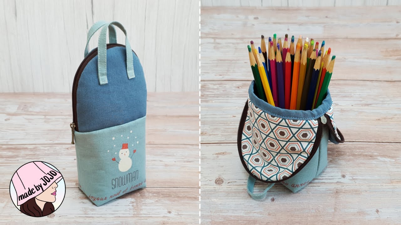 How to Make a Standing Pencil Case Pouch l PDF Patterns for Sewing l Gift Idea l made by JOJO