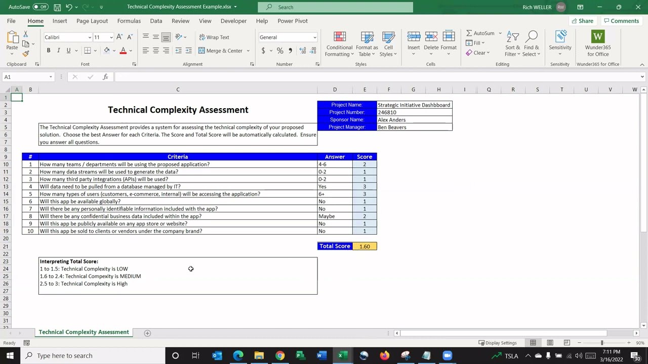 Technical Complexity Assessment Template