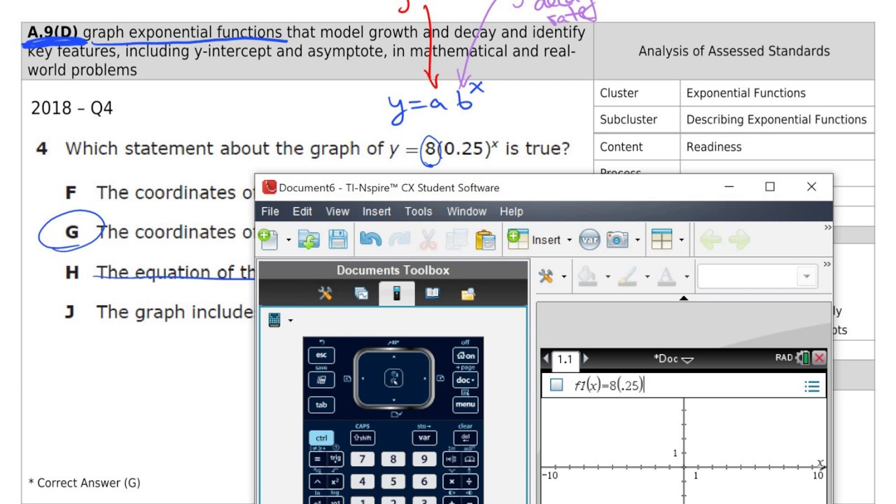 Graphing Exponential Functions - STAAR Questions (TEK A.9D)