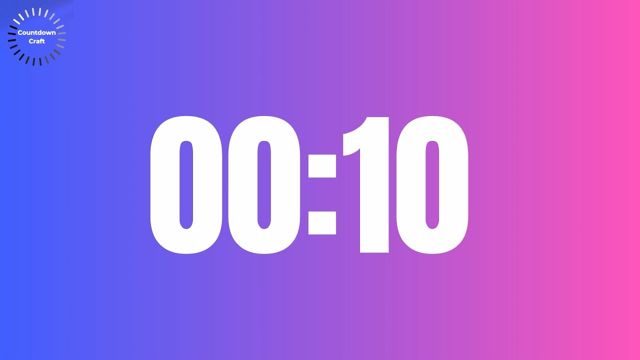 10 Seconds Countdown Timer (in Blue & Purple Gradient Background)