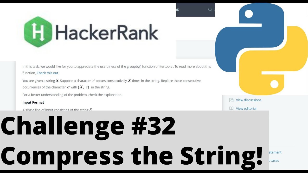 Hackerrank Python | Challenge #32 | Compress the String !