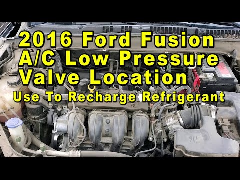 2016 Ford Fusion A/C Low Pressure Valve Port Location Use To Recharge HVAC Refrigerant (Freon)