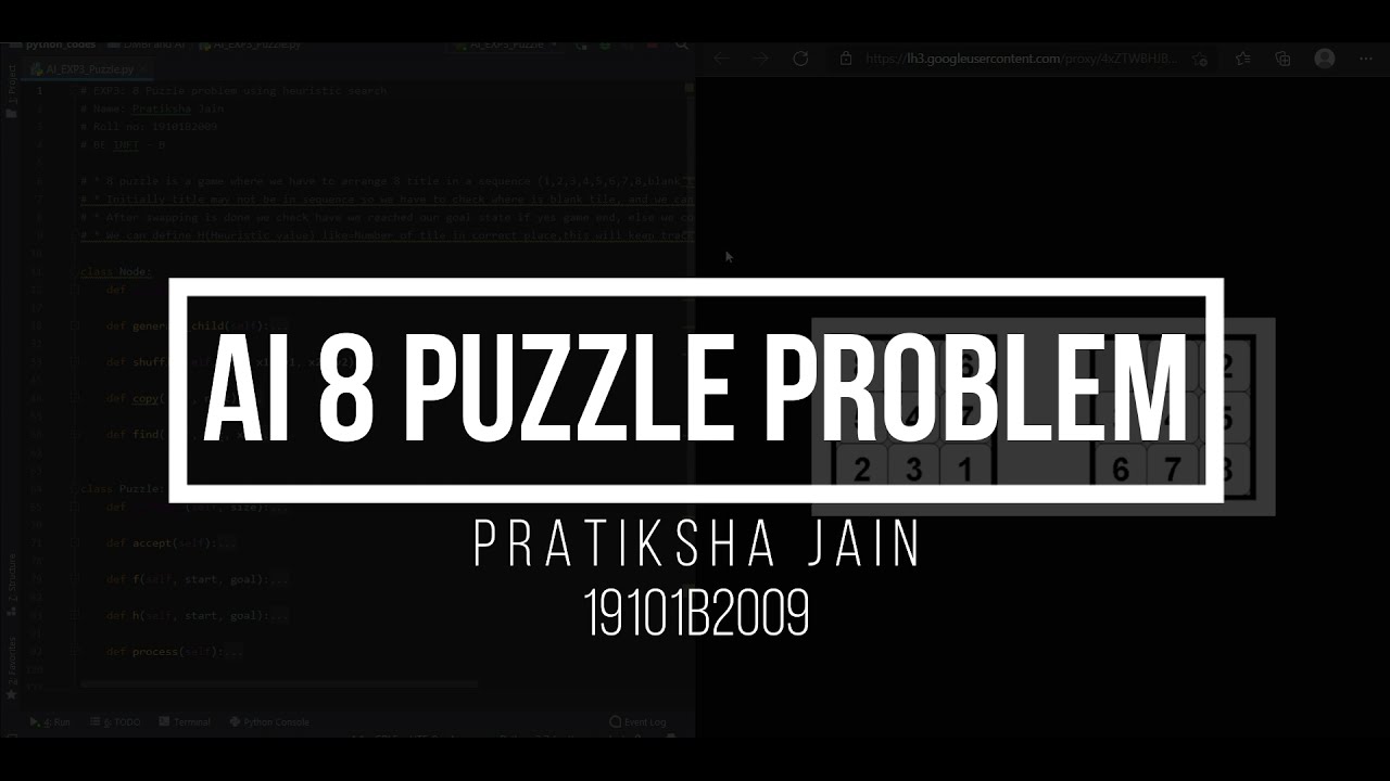 EXP3 - Artificial Intelligence | 8 Puzzle Problem Python Code | Pratiksha Jain