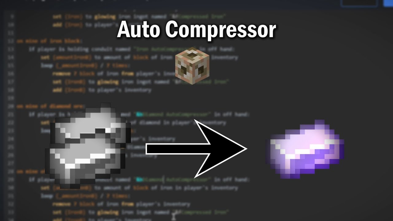 How To Make Auto Compressors To Your Minecraft Server | Skript Tutorial