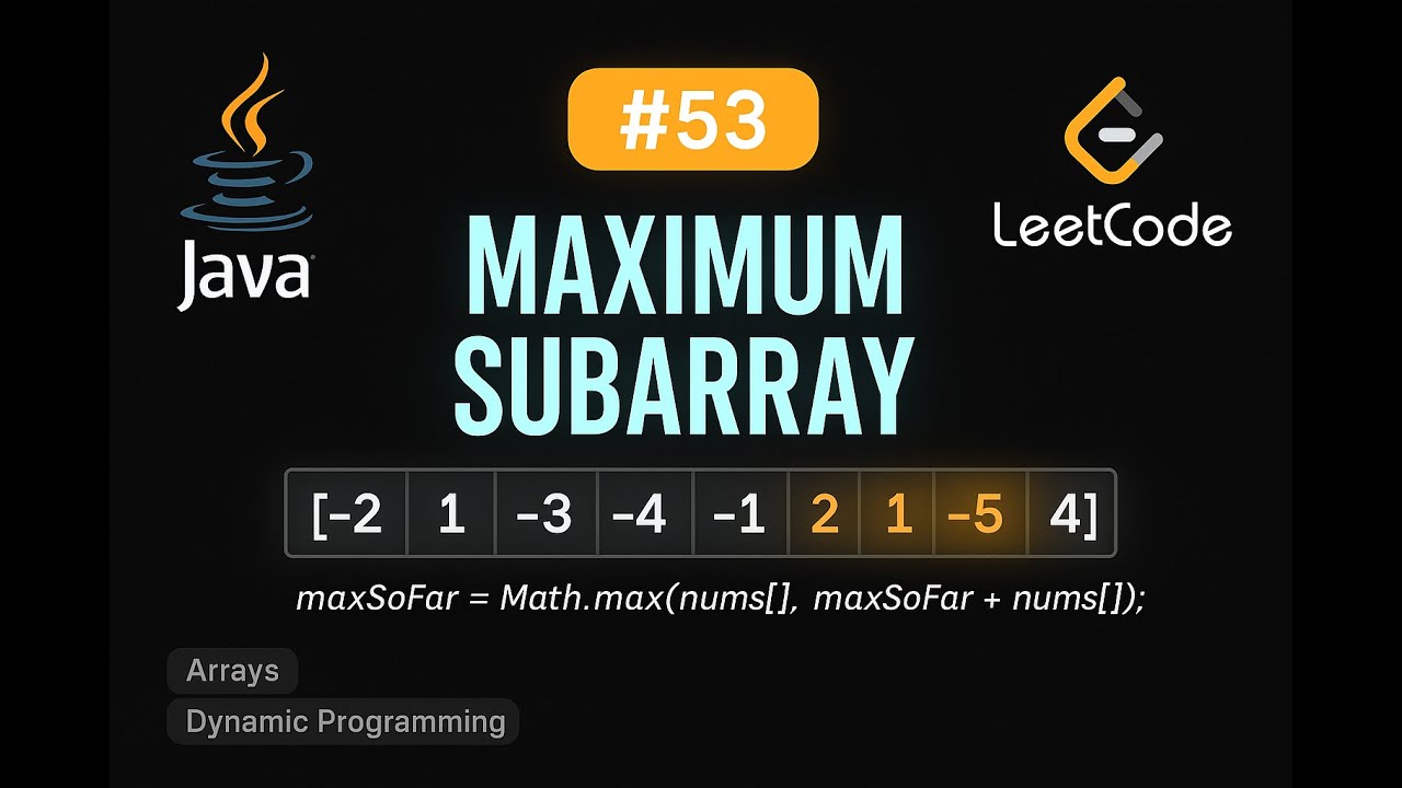 LeetCode 53: Maximum Subarray | Java Solution | Kadane's Algorithm