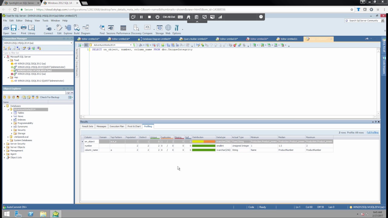 Getting started with the editor in Toad for SQL Server