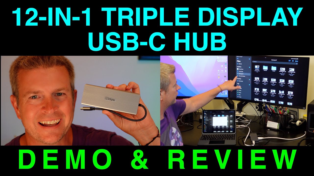 INTPW 12-in-1 USB-C Hub Docking Station Triple Display Demo Review