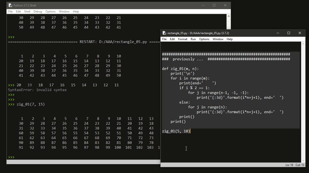 Python Programming for Fun - Number Rectangle 5