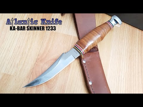KA-BAR SKINNER STAINLESS 8.25" FIXED KNIFE W/ BROWN LEATHER BELT SHEATH 1233