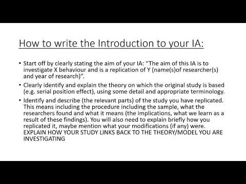 Write your IA at home – helpful guidelines for writing the IA: the ...