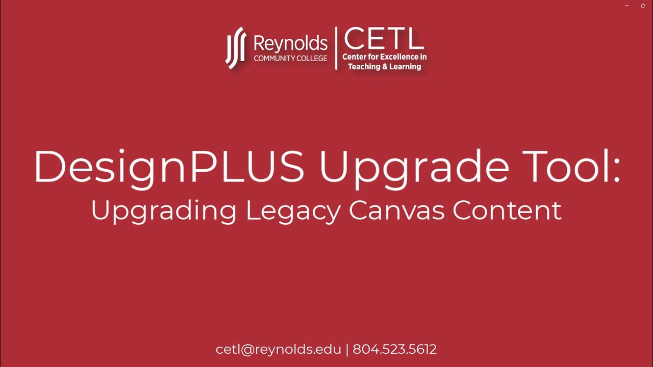 DesignPLUS Upgrade Tool: Upgrading Legacy Canvas Content