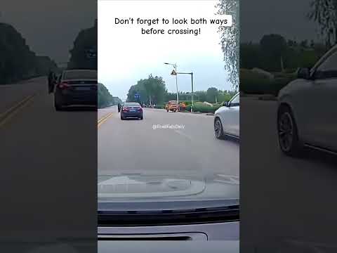Shocking Moment: Pedestrian Almost Hit While Jaywalking! #roadsafetycampaign