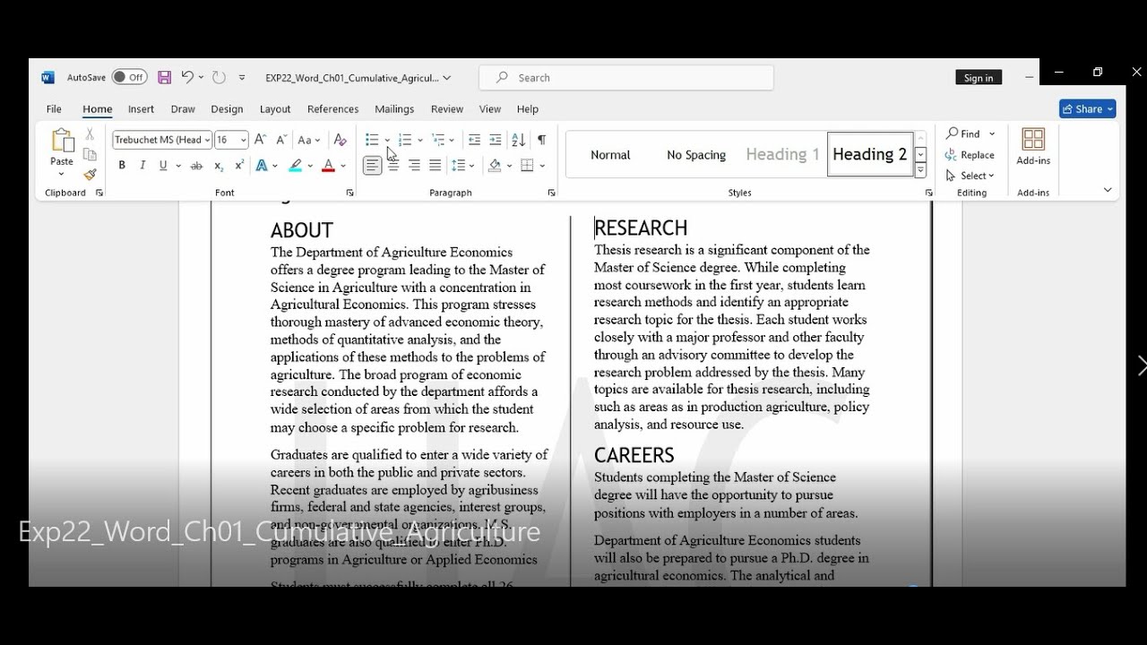 Exp22_Word_Ch01_Cumulative_Agriculture | Exp22 Word Ch01 Cumulative Agriculture