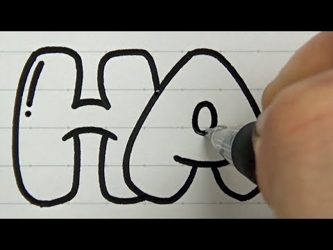 How to Draw Happy in Bubble Letters - Write Happy in Graffit Letters