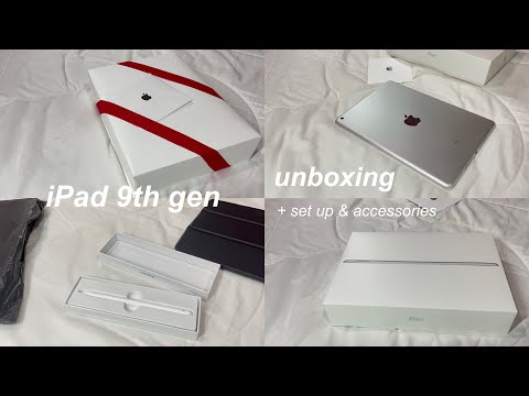 iPad 9th gen silver 64gb wifi only unboxing (engraved) + stylus apple pencil + accessories 