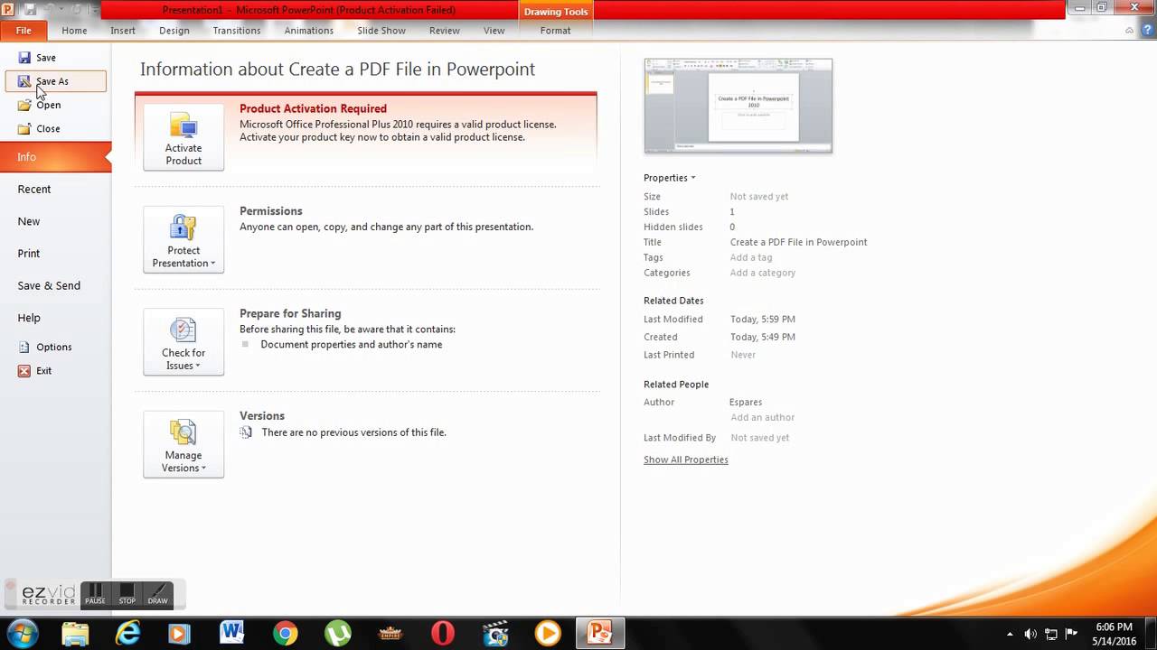 Create a PDF File in PowerPoint 2010 tutorial