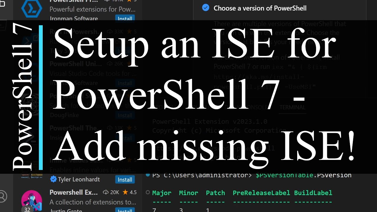 PowerShell 7 Tutorial 2: How to setup ISE for PowerShell 7 - Visual Studio Code