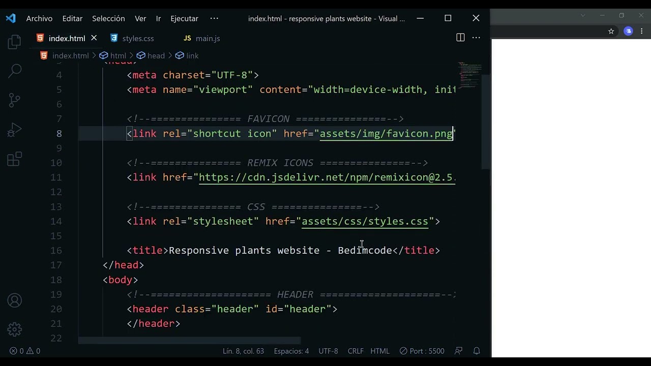 Create a Responsive Plants Website Design Using HTML CSS & JavaScript 🎍