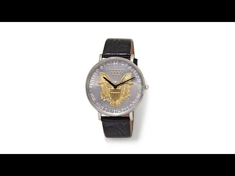 Croton U.S. Silver Dollar Leather Strap Watch