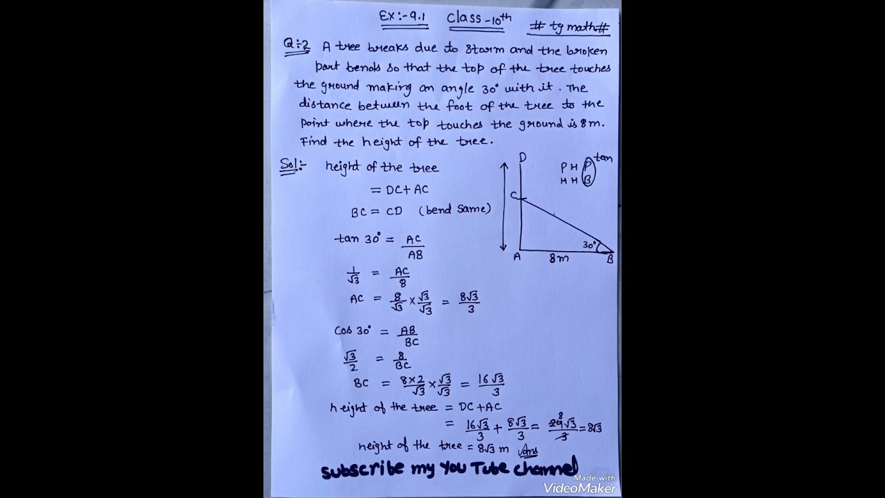 Ex-9.1(Question-2) for 10th by # tg math#
