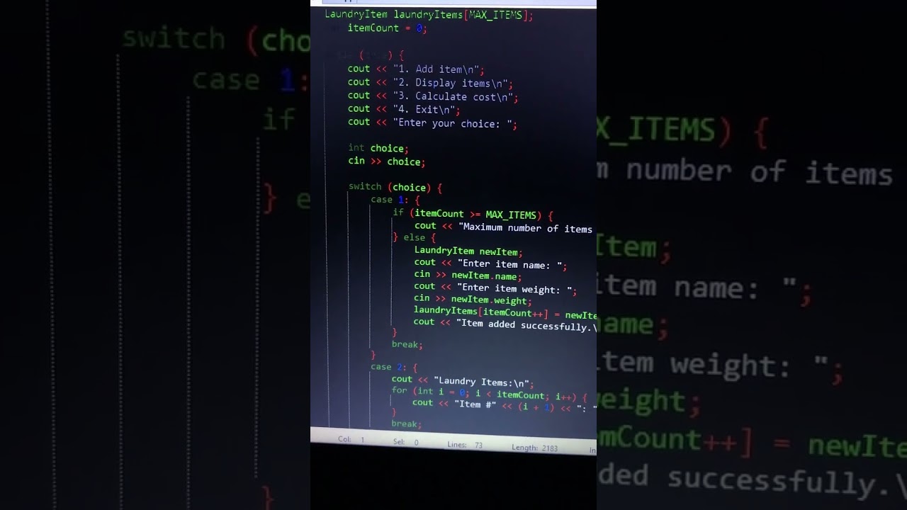 laundry items c++ #coding #cpp #code #codemasters #codinglife #codingninja #coderstokyo #coders