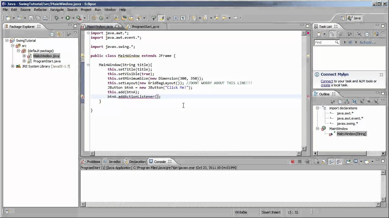 Java - Swing - Listeners Tutorial Part 1