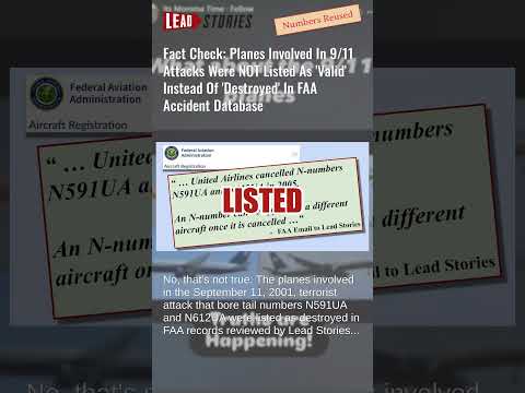 Fact Check: Planes Involved In 9/11 Attacks NOT Listed As 'Valid' Instead Of 'Destroyed' In FAA Data