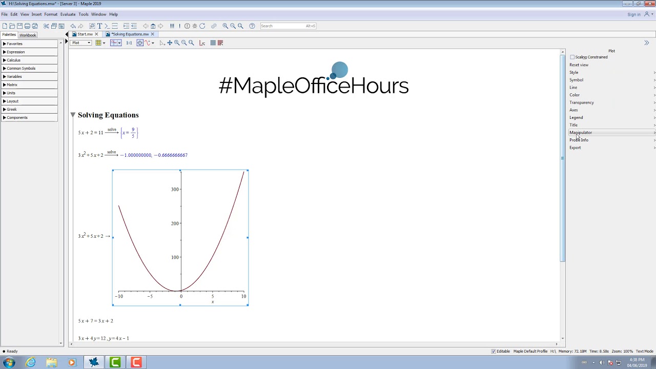 #MapleOfficeHours - Solving Equations